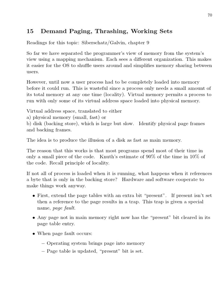 15 Demand Paging, Thrashing, Working Sets | PDF | Instruction Set | Computer Data Storage