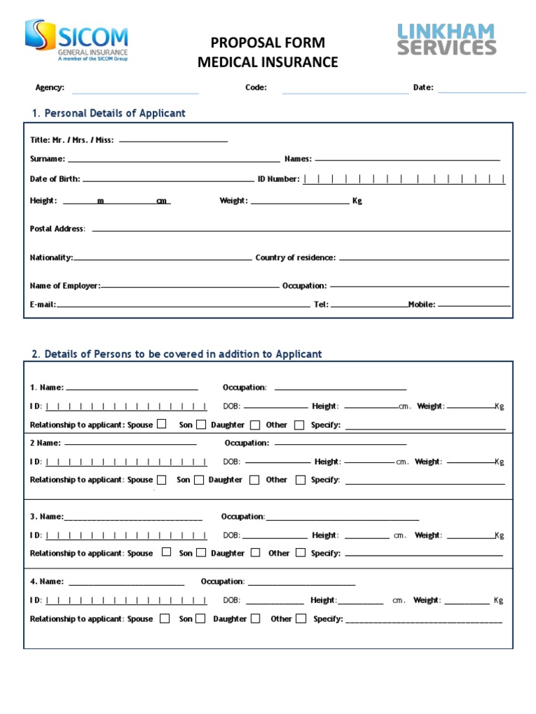 SICOM MyCare Proposal Form-JULY2015 | PDF | Insurance | Diseases And ...