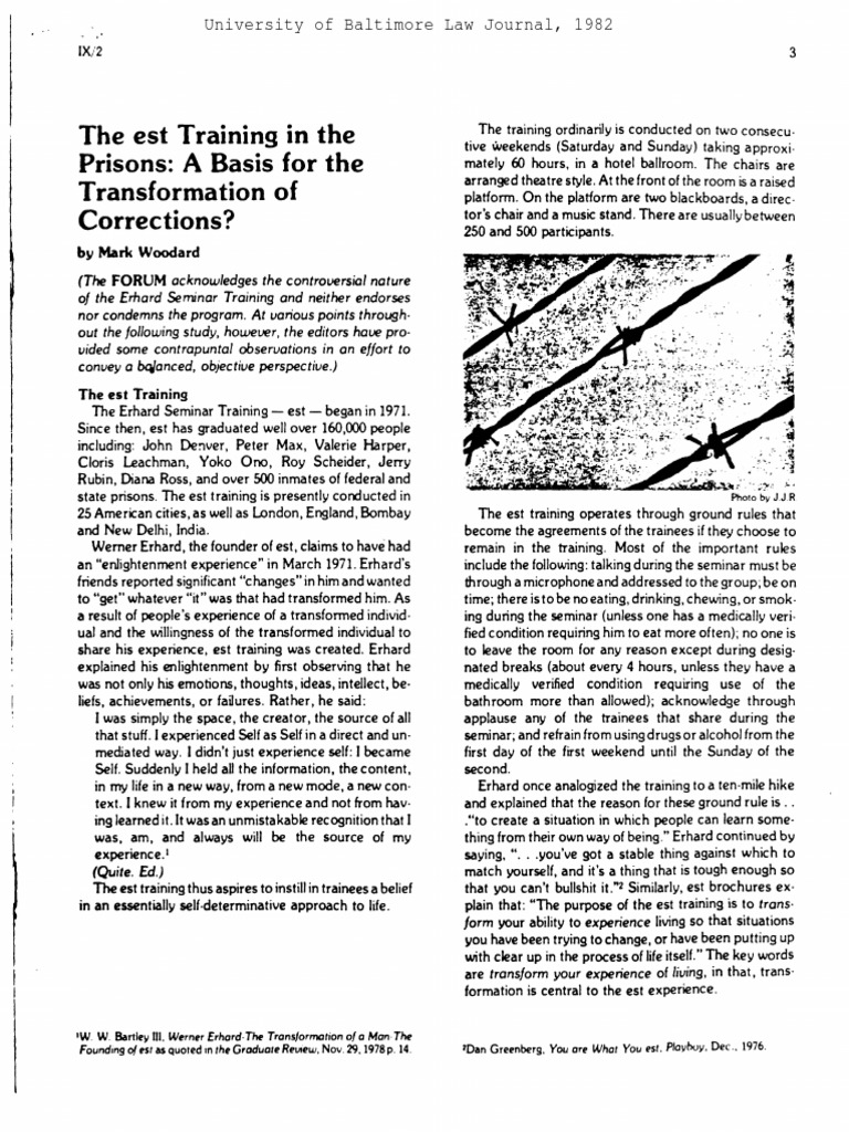 Werner Erhard S Est Training in The Prisons | PDF | Recidivism | Prison
