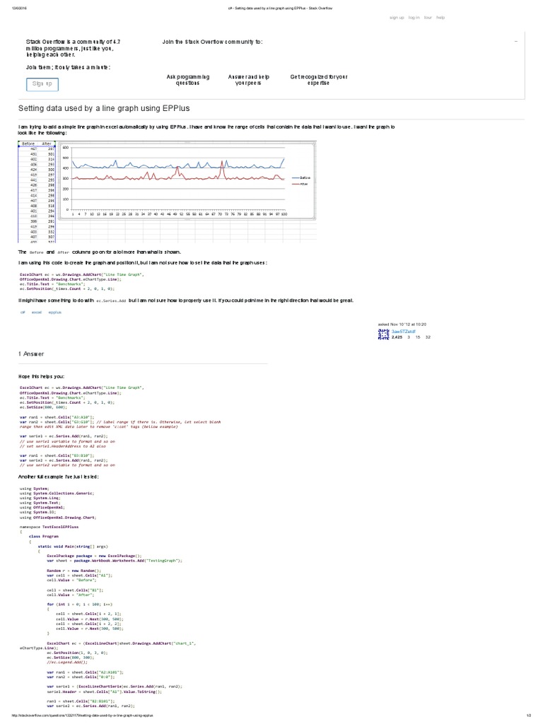 C# - Setting Data Used by A Line Graph Using EPPlus - Stack Overflow | PDF | Areas Of Computer ...