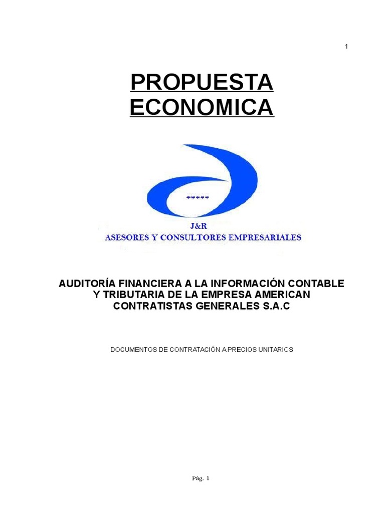 Modelo de PROPUESTA ECONOMICA | PDF