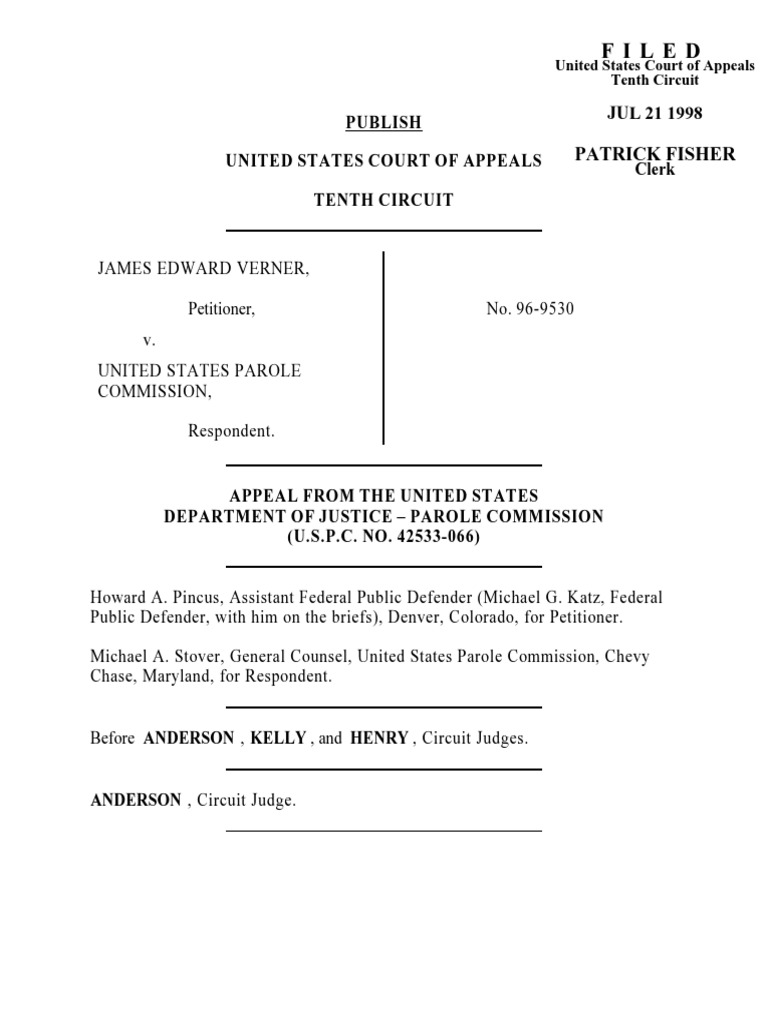 Verner v. U.S. Parole Commission Appeal | PDF | United States Federal ...