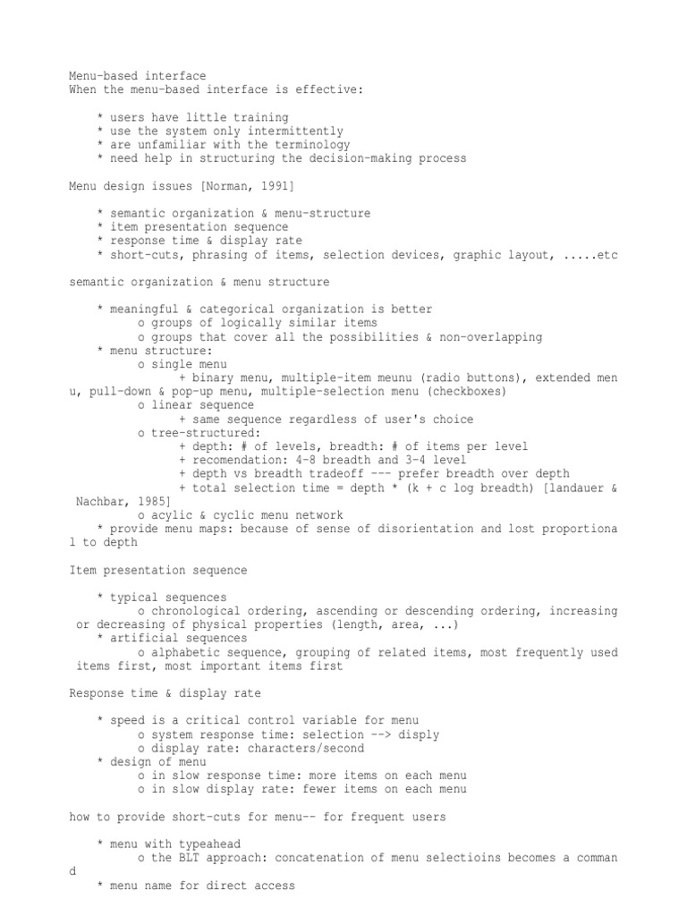 Menu Based Interface Pdf Menu Computing Graphical User Interfaces