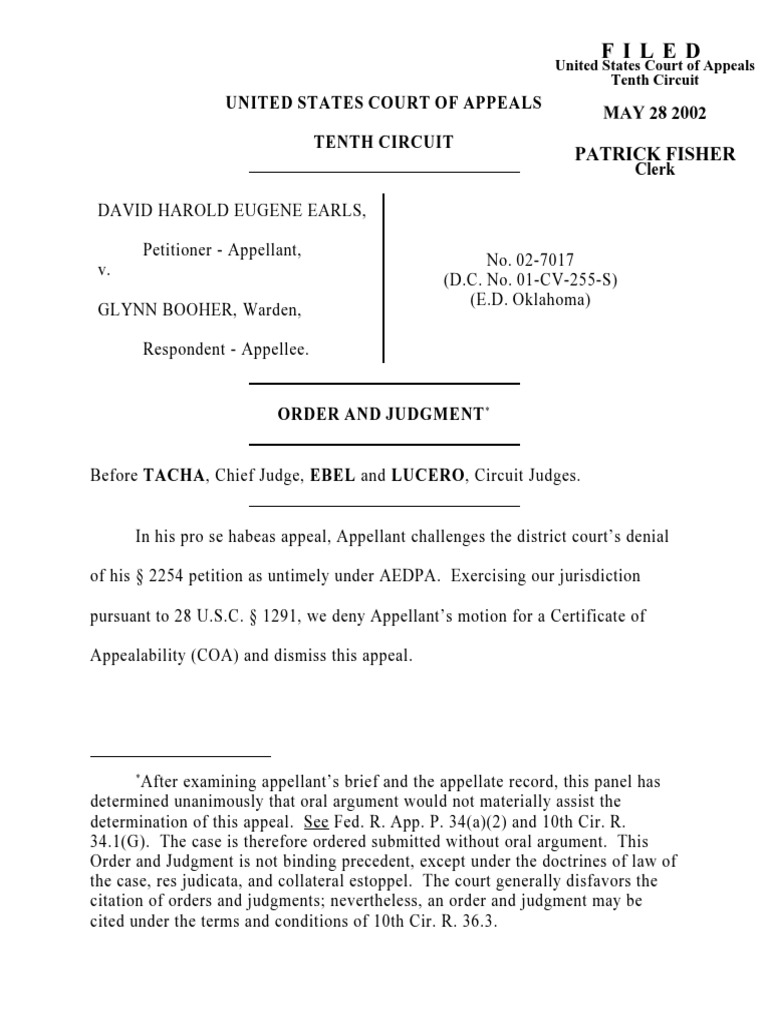 Filed: Patrick Fisher | PDF | Equitable Tolling | Appeal