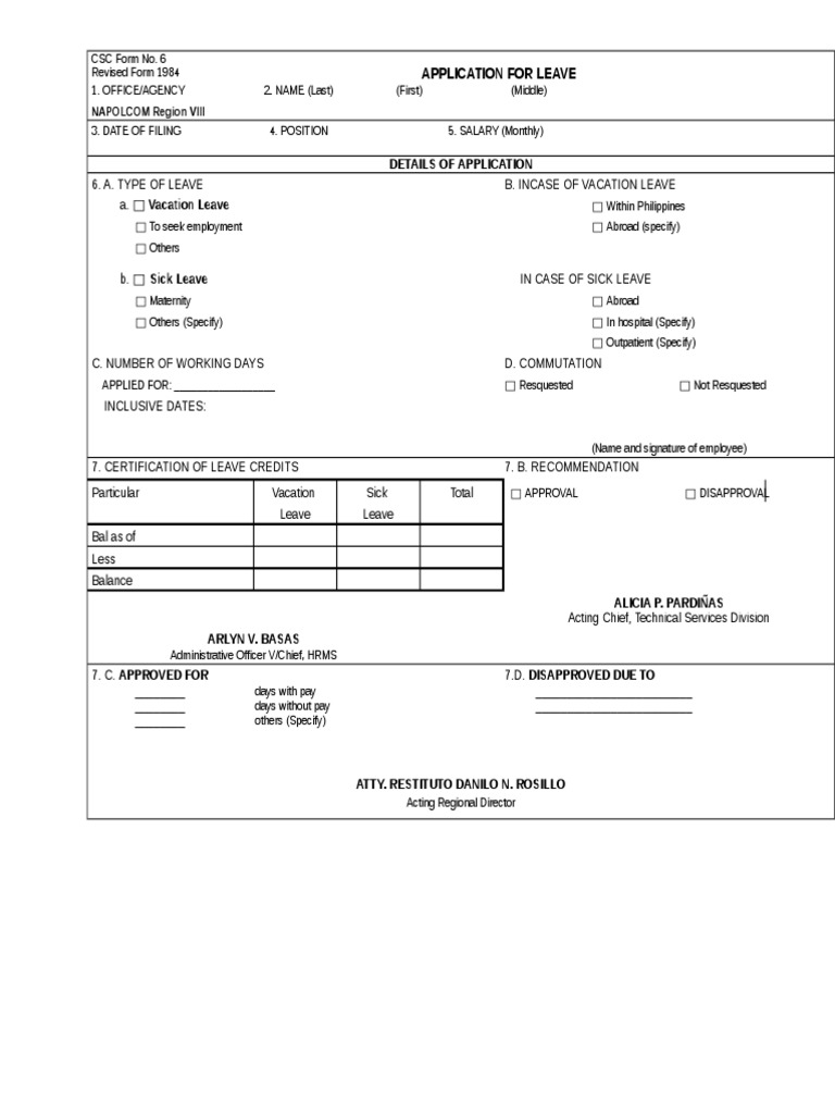 Technical Div Proforma Application For Leave | PDF