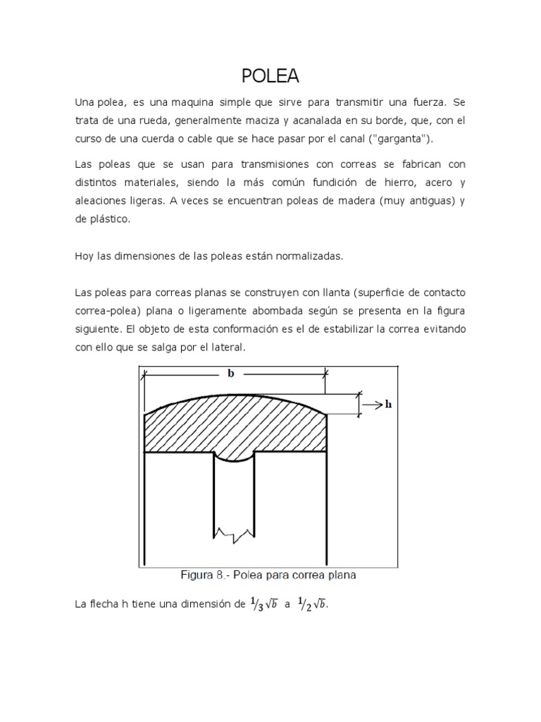 Componentes y Tipos de Poleas | PDF | Transmisión (Mecánica) | Eje