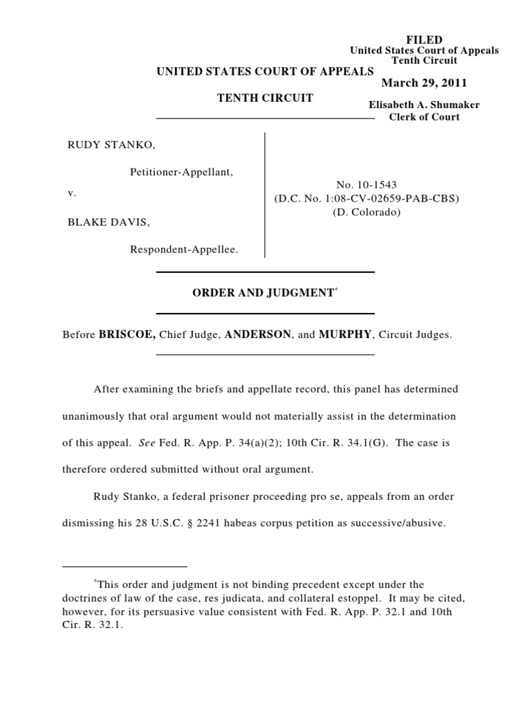 Stanko v. Davis, 10th Cir. (2011) | PDF