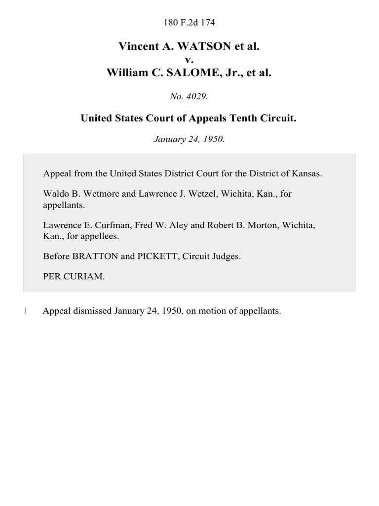 Vincent A. Watson v. William C. Salome, JR., 180 F.2d 174, 10th Cir ...