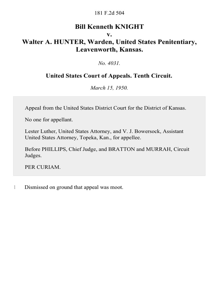 Bill Kenneth Knight v. Walter A. Hunter, Warden, United States ...