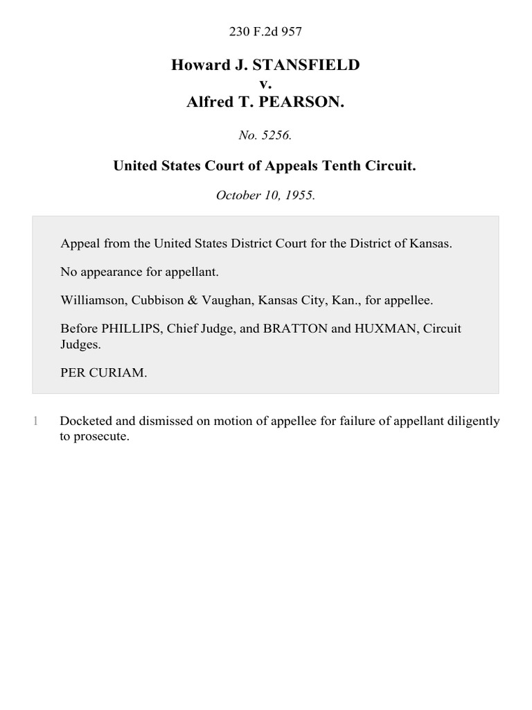 Howard J. Stansfield v. Alfred T. Pearson, 230 F.2d 957, 10th Cir ...