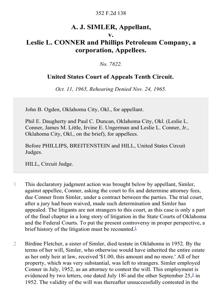 A. J. Simler v. Leslie L. Conner and Phillips Petroleum Company, A ...