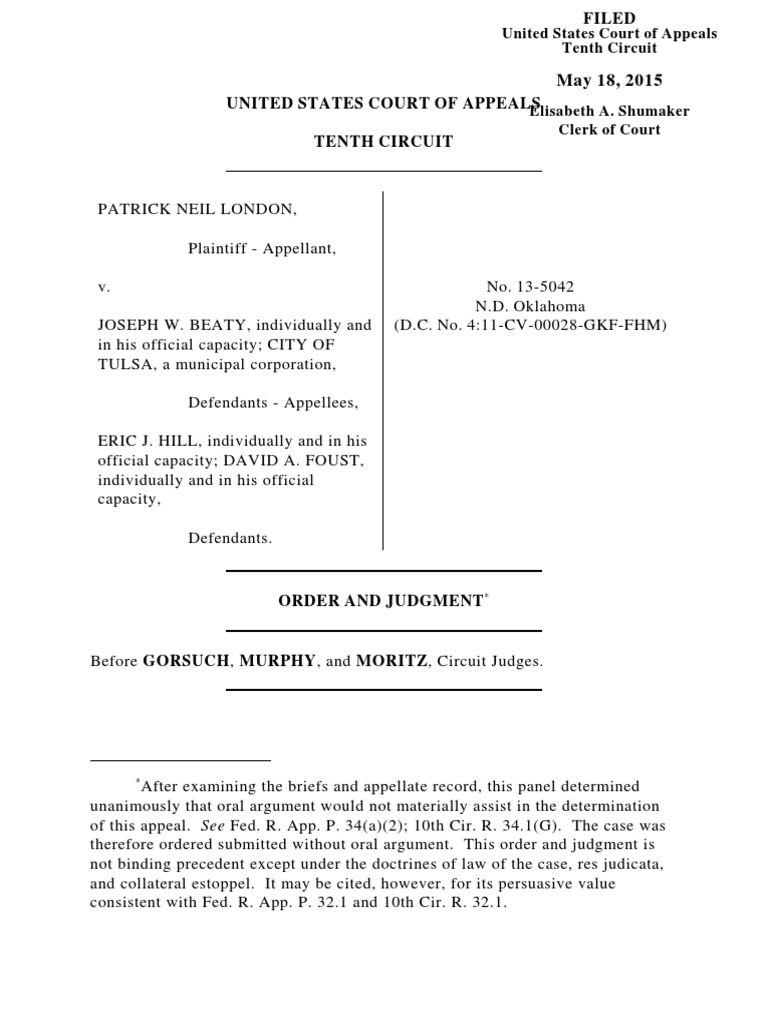 United States Court of Appeals Tenth Circuit | PDF | Pleading | Cause ...