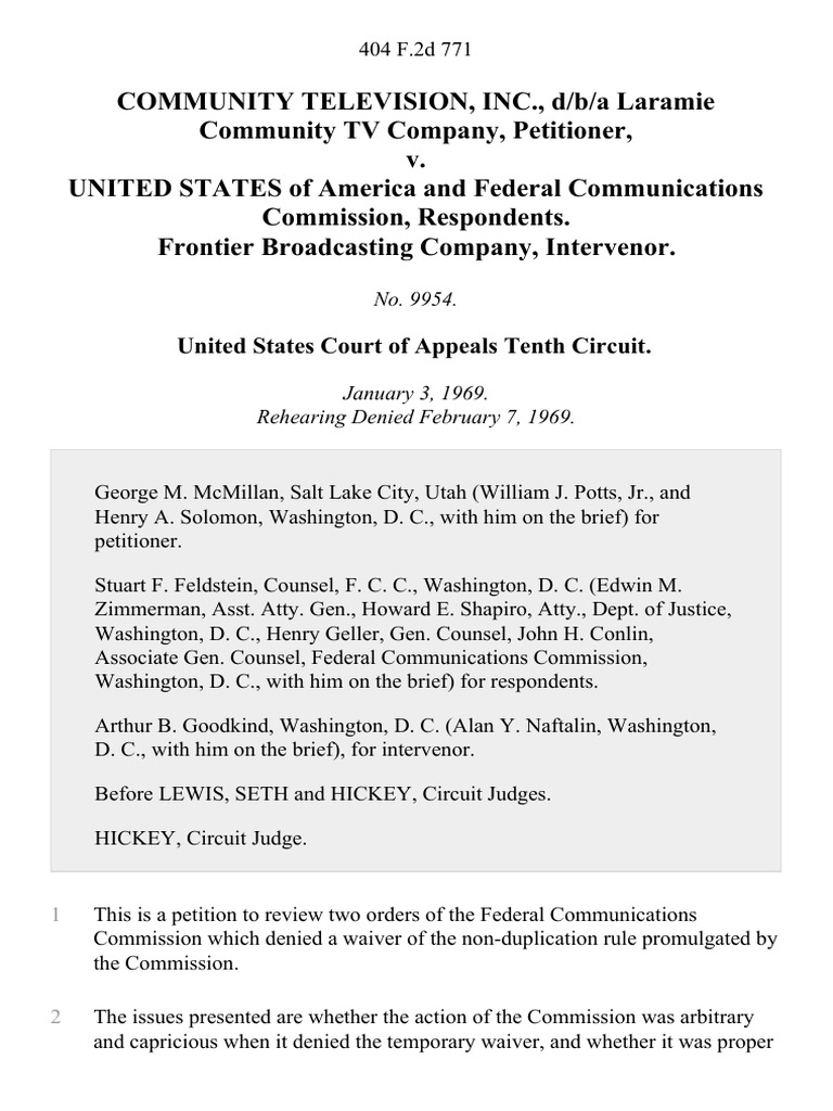 FCC Waiver Denial in CATV Case | PDF | Television | Cable Television