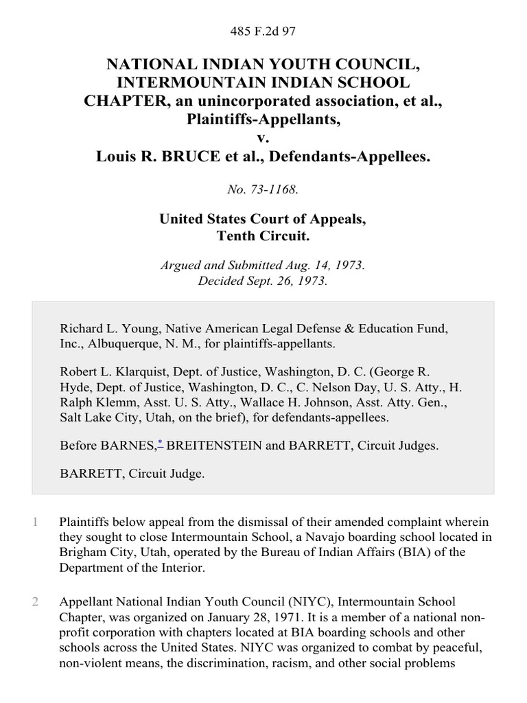 National Indian Youth Council, Intermountain Indian School Chapter, An ...