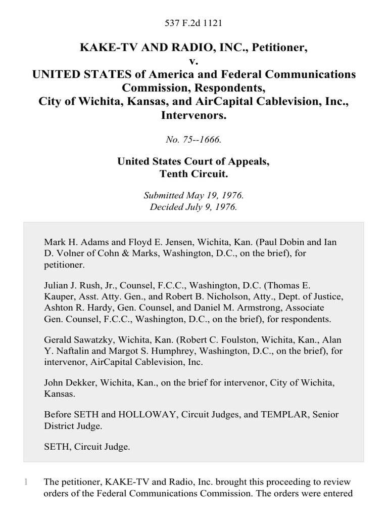 Kake-Tv and Radio, Inc. v. United States of America and Federal ...