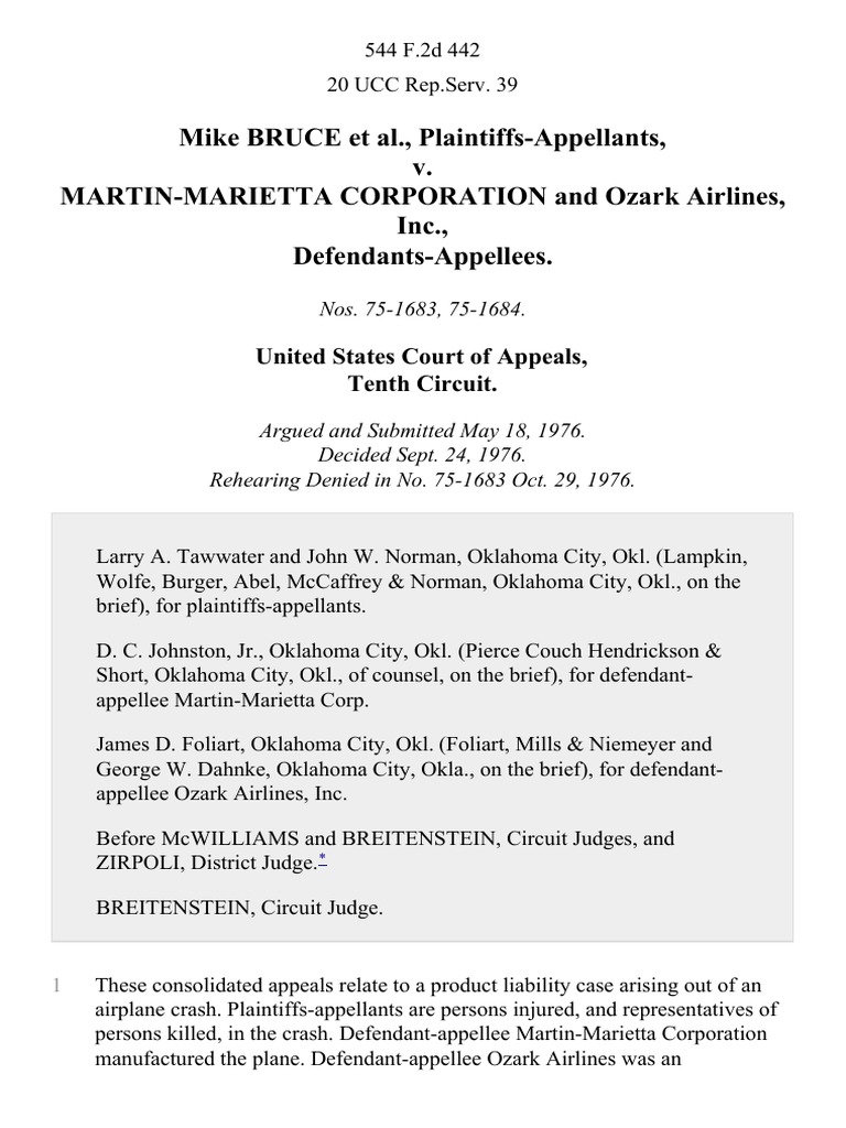Mike Bruce v. Martin-Marietta Corporation and Ozark Airlines, Inc., 544 ...