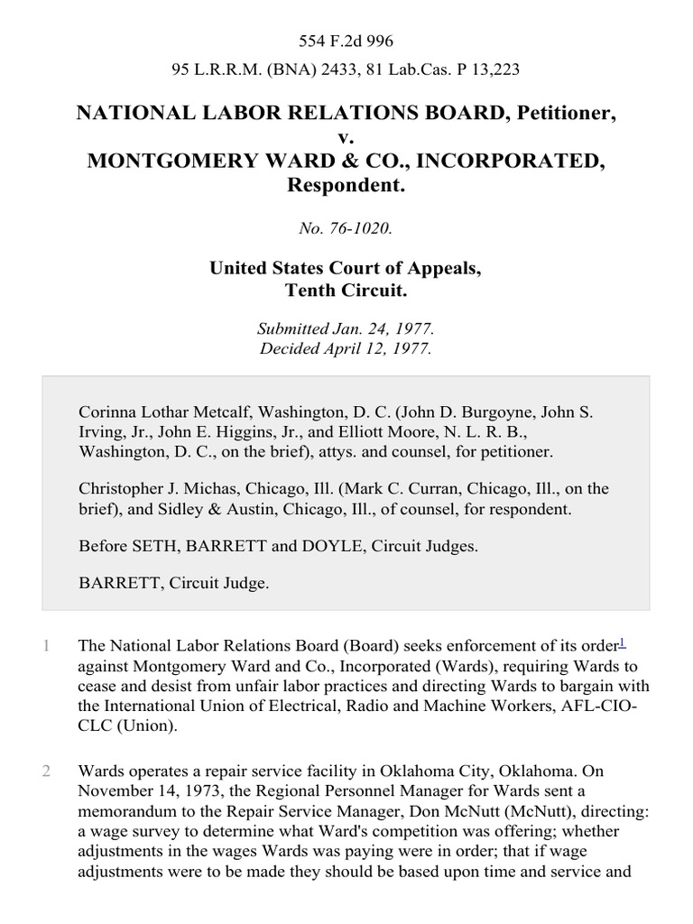 NLRB v. Montgomery Ward: Labor Practices Case | PDF | National Labor ...