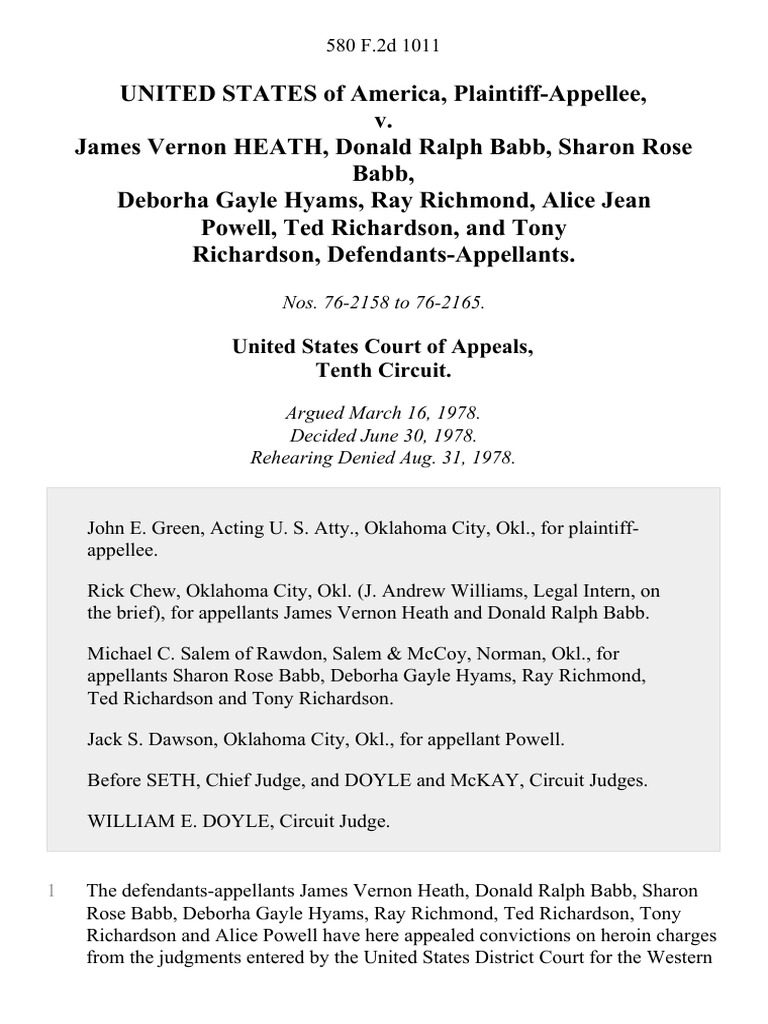 United States v. James Vernon Heath, Donald Ralph Babb, Sharon Rose ...