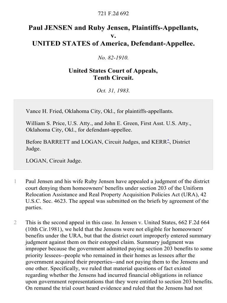 Paul Jensen and Ruby Jensen v. United States, 721 F.2d 692, 10th Cir ...