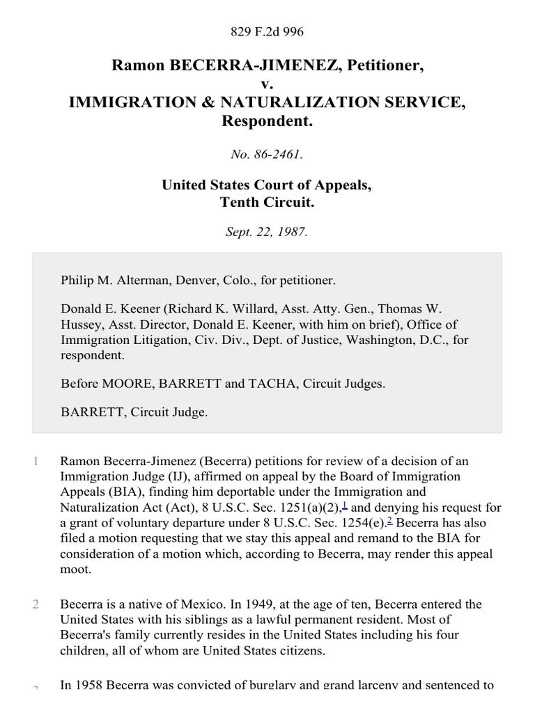 Ramon Becerra-Jimenez v. Immigration & Naturalization Service, 829 F.2d ...