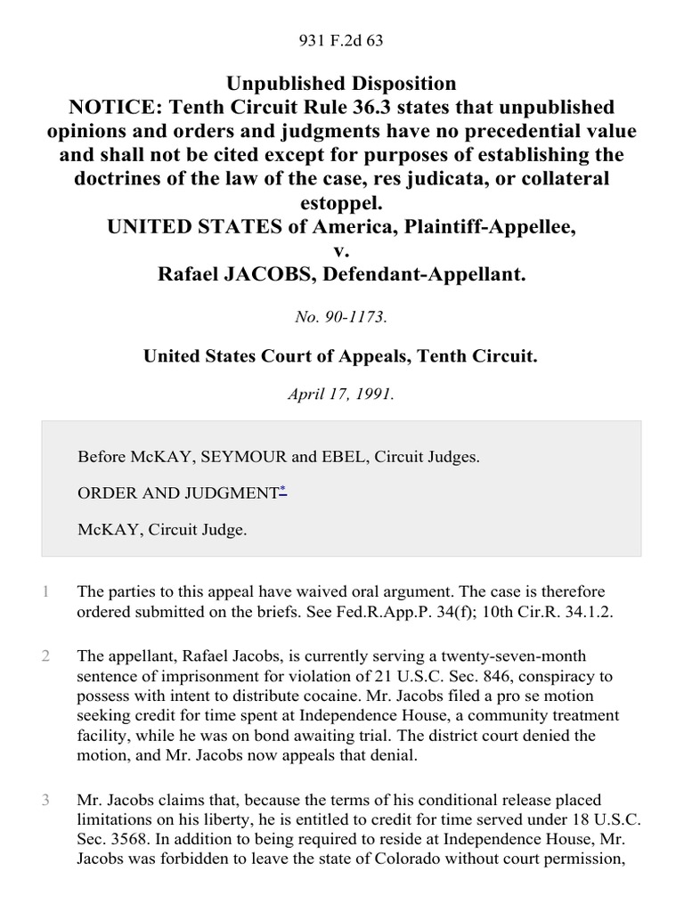 Appeal Dismissed: Jacobs' Credit Denied | PDF | Res Judicata | Precedent