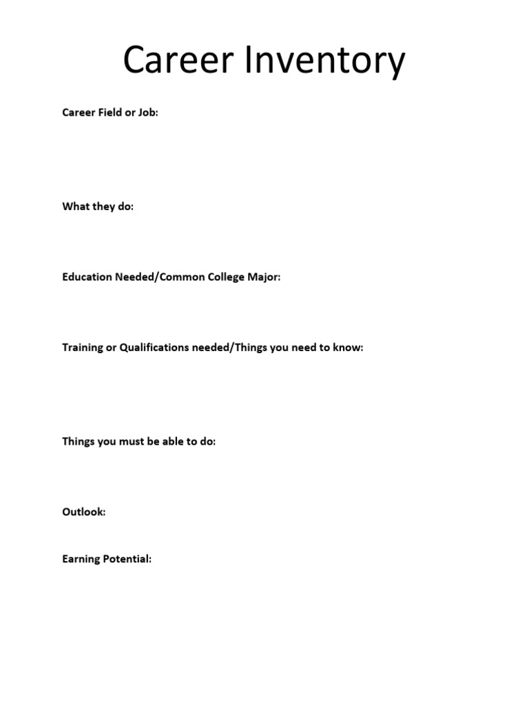 Career Inventory | PDF