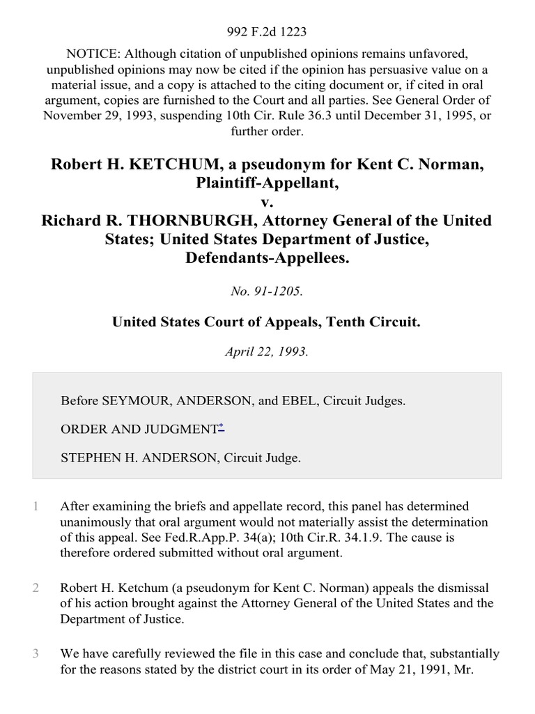 Robert H. Ketchum, A Pseudonym For Kent C. Norman v. Richard R ...