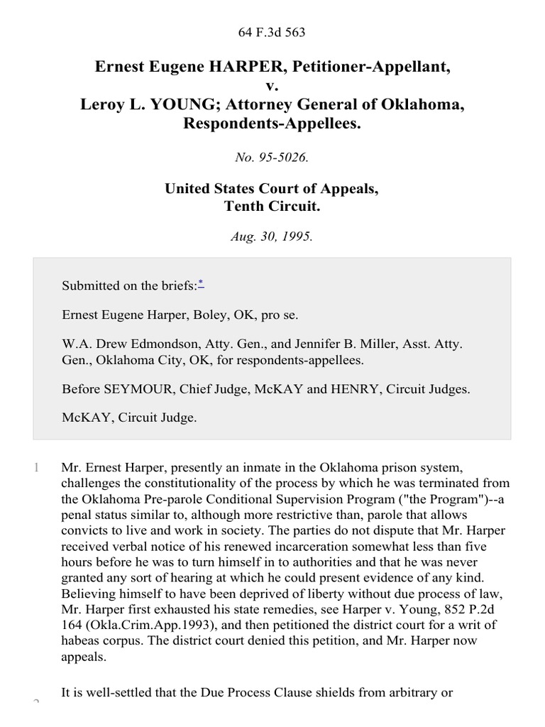 Harper v. Young: Due Process Appeal | PDF | Parole | Due Process Clause