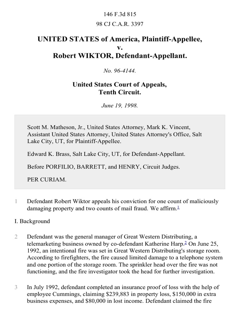 United States v. Robert Wiktor, 146 F.3d 815, 10th Cir. (1998) | PDF ...