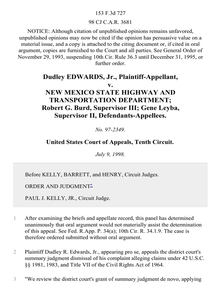 Dudley Edwards, Jr. v. New Mexico State Highway and Transportation ...