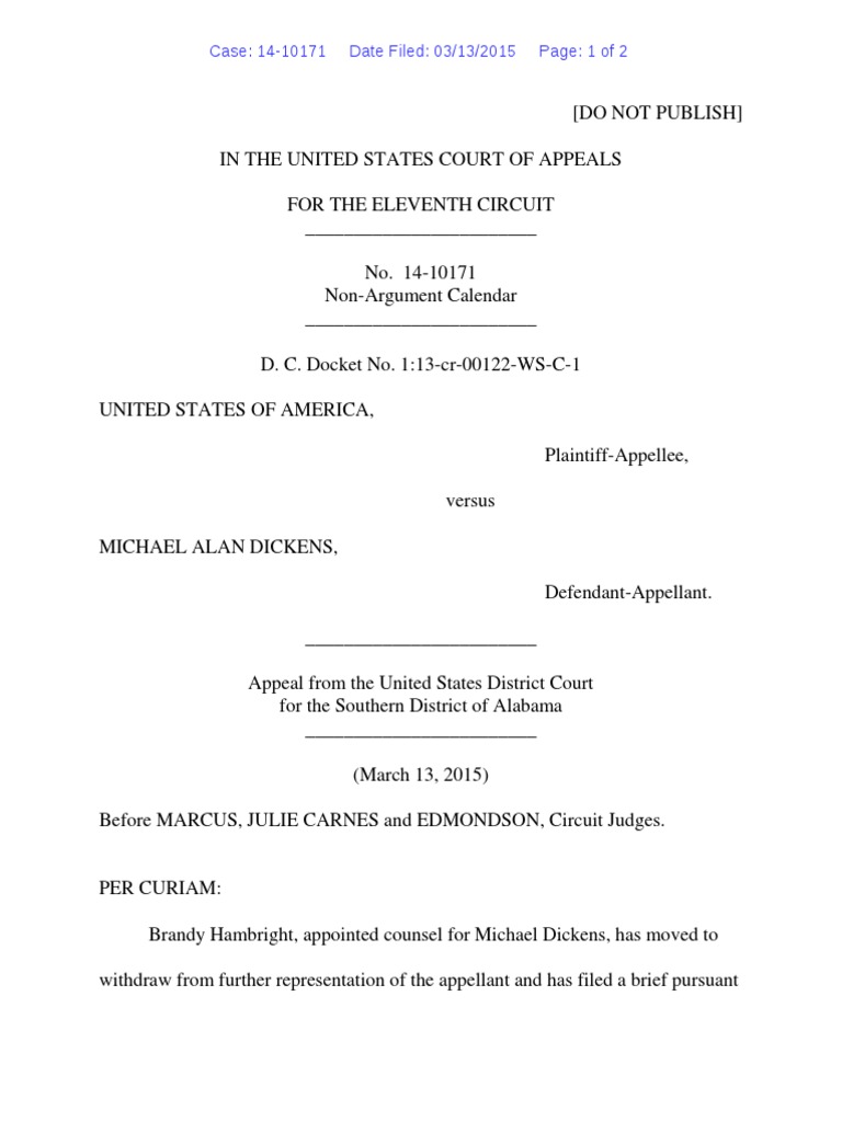 United States v. Michael Alan Dickens, 11th Cir. (2015) | PDF | Law