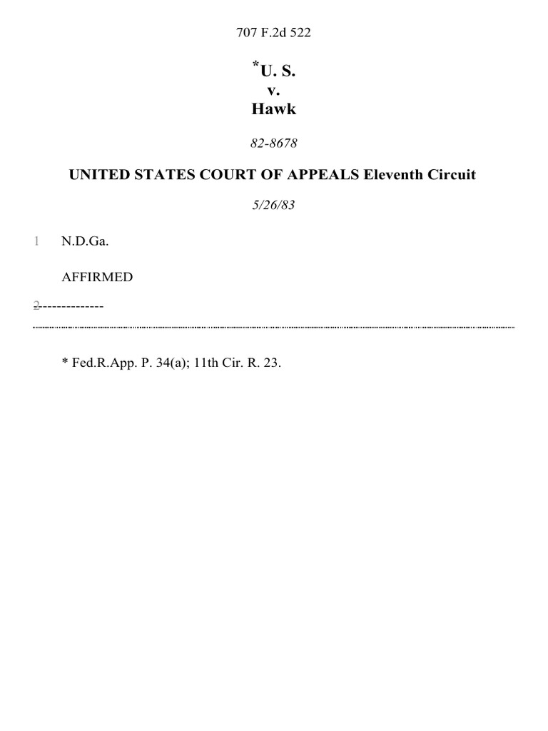 United States v. Hawk, 707 F.2d 522, 11th Cir. (1983) | PDF