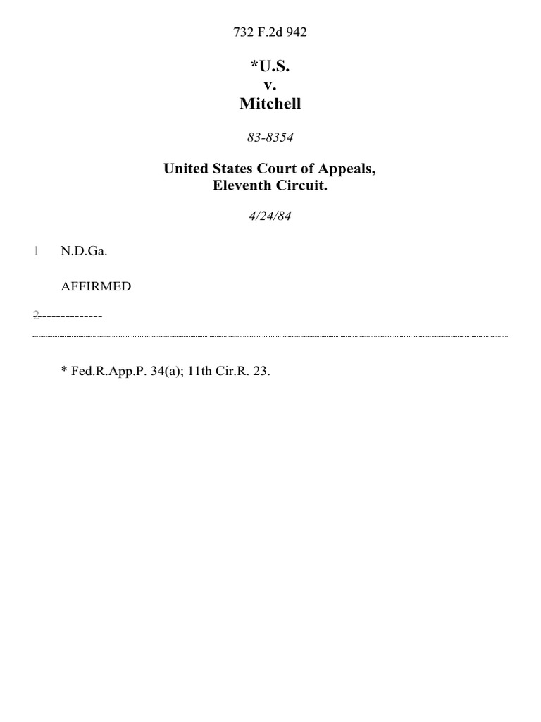 United States v. Mitchell, 732 F.2d 942, 11th Cir. (1984) | PDF