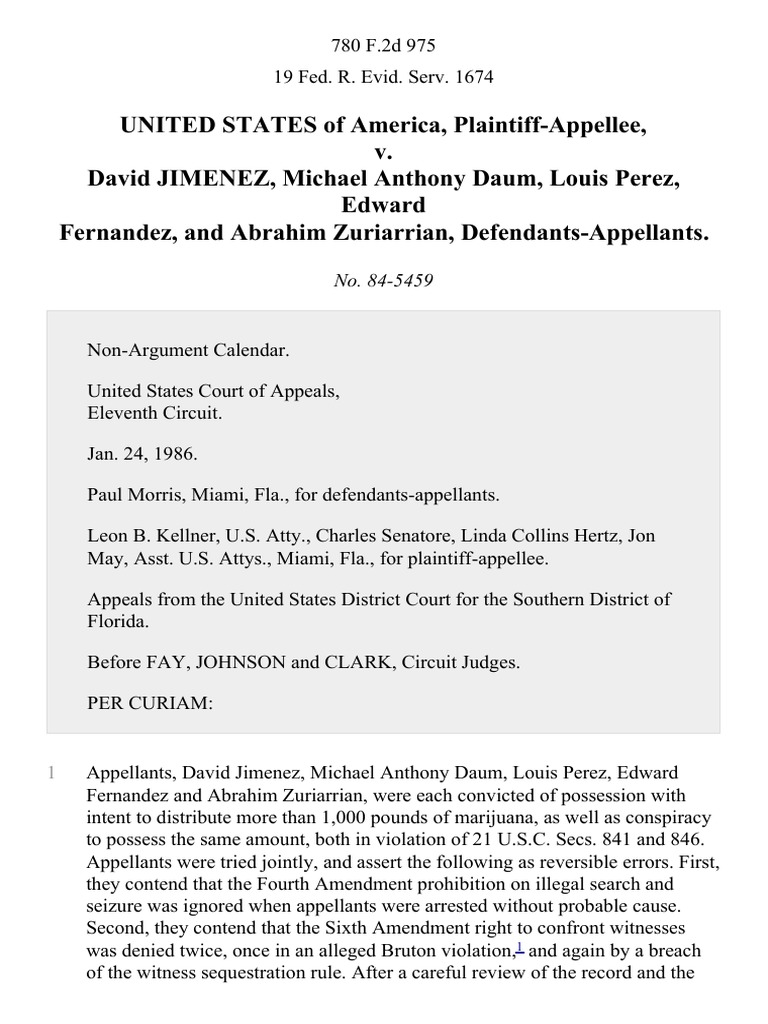United States v. David Jimenez, Michael Anthony Daum, Louis Perez ...
