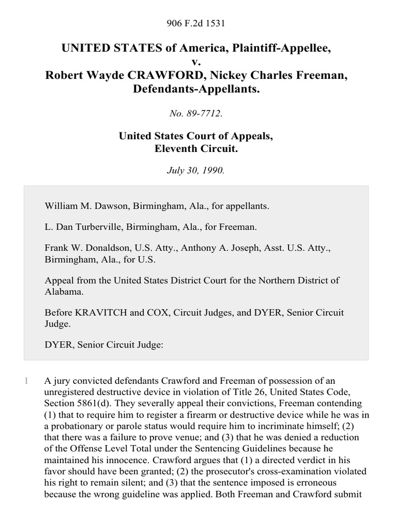 United States v. Robert Wayde Crawford, Nickey Charles Freeman, 906 F ...