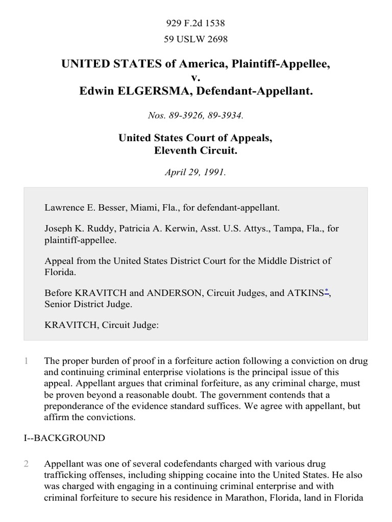 United States v. Edwin Elgersma, 929 F.2d 1538, 11th Cir. (1991) | PDF ...