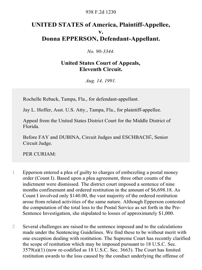 United States v. Donna Epperson, 938 F.2d 1230, 11th Cir. (1991) | PDF