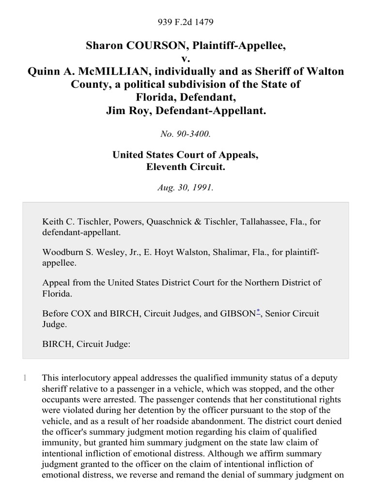 Sharon Courson v. Quinn A. McMillian Individually and As Sheriff of ...