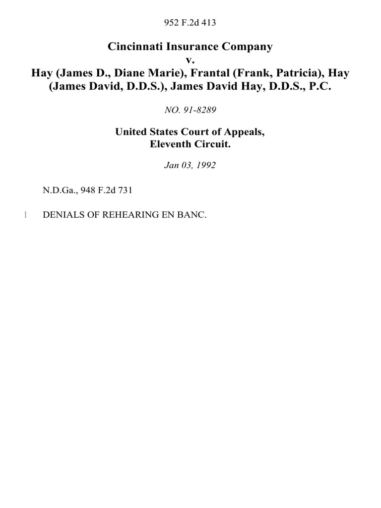 Cincinnati Insurance v. Hay Case | PDF