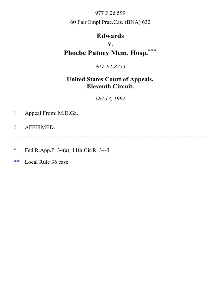 Edwards v. Phoebe Putney Mem. Hosp.: United States Court of Appeals ...