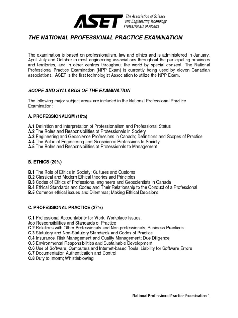 NPPE_Syllabus | Negligence | Test (Assessment)