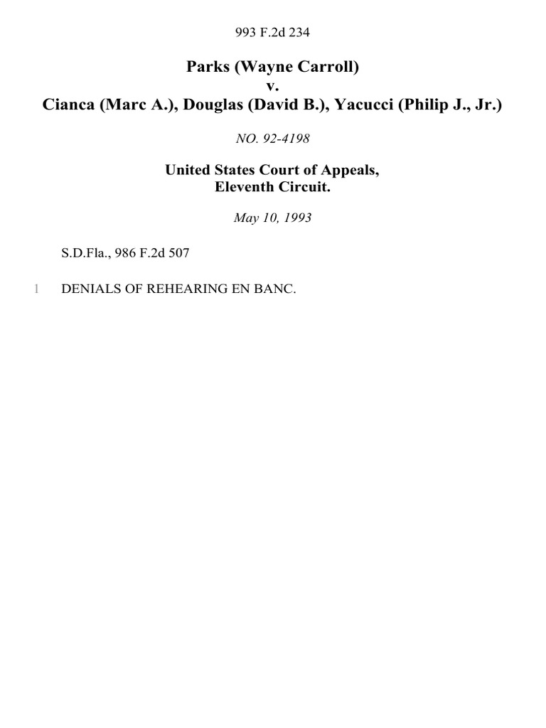 Parks (Wayne Carroll) v. Cianca (Marc A.), Douglas (David B.), Yacucci ...