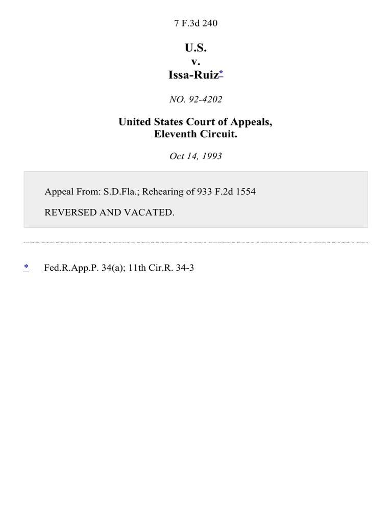 United States v. Issa-Ruiz, 7 F.3d 240, 11th Cir. (1993) | PDF