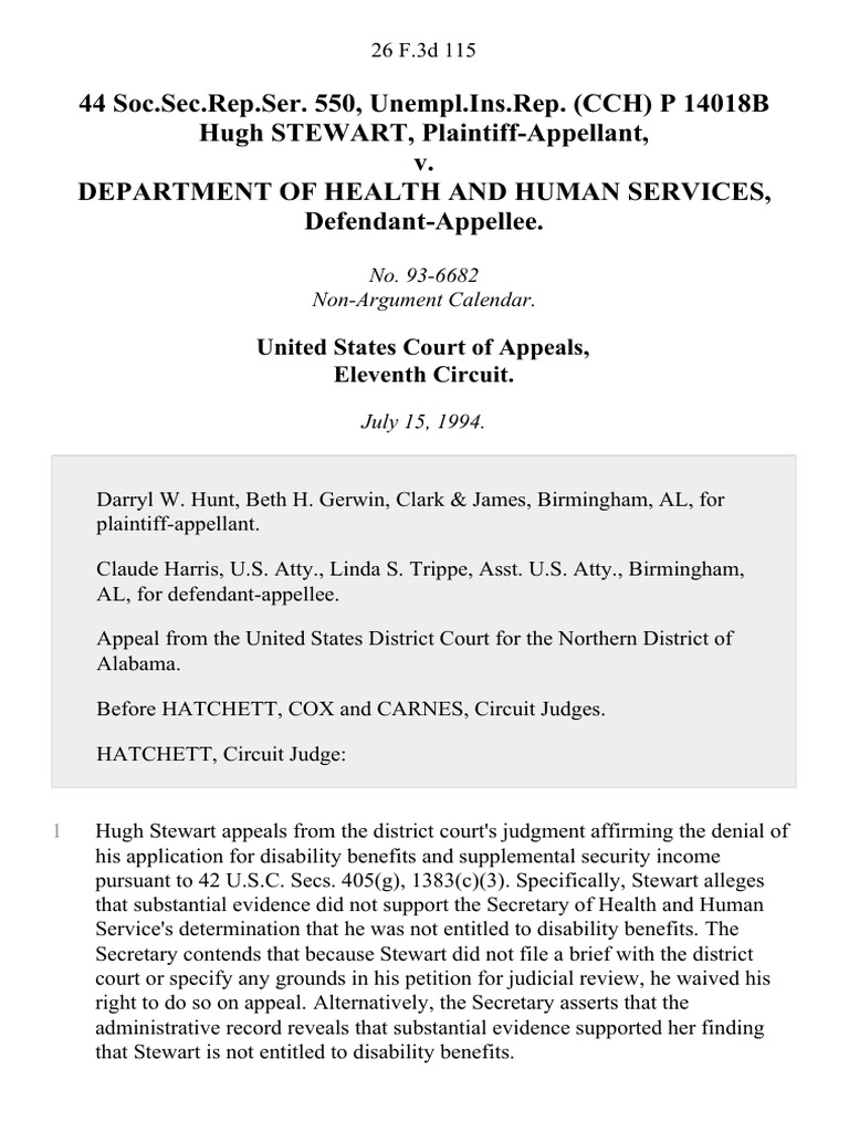 44 Soc - Sec.rep - Ser. 550, Unempl - Ins.rep. (CCH) P 14018b Hugh Stewart v. Department of ...
