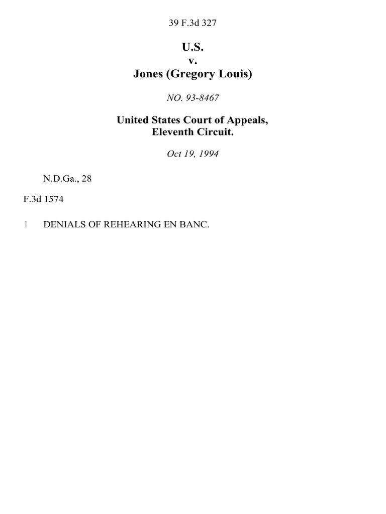 United States v. Jones (Gregory Louis), 39 F.3d 327, 11th Cir. (1994) | PDF