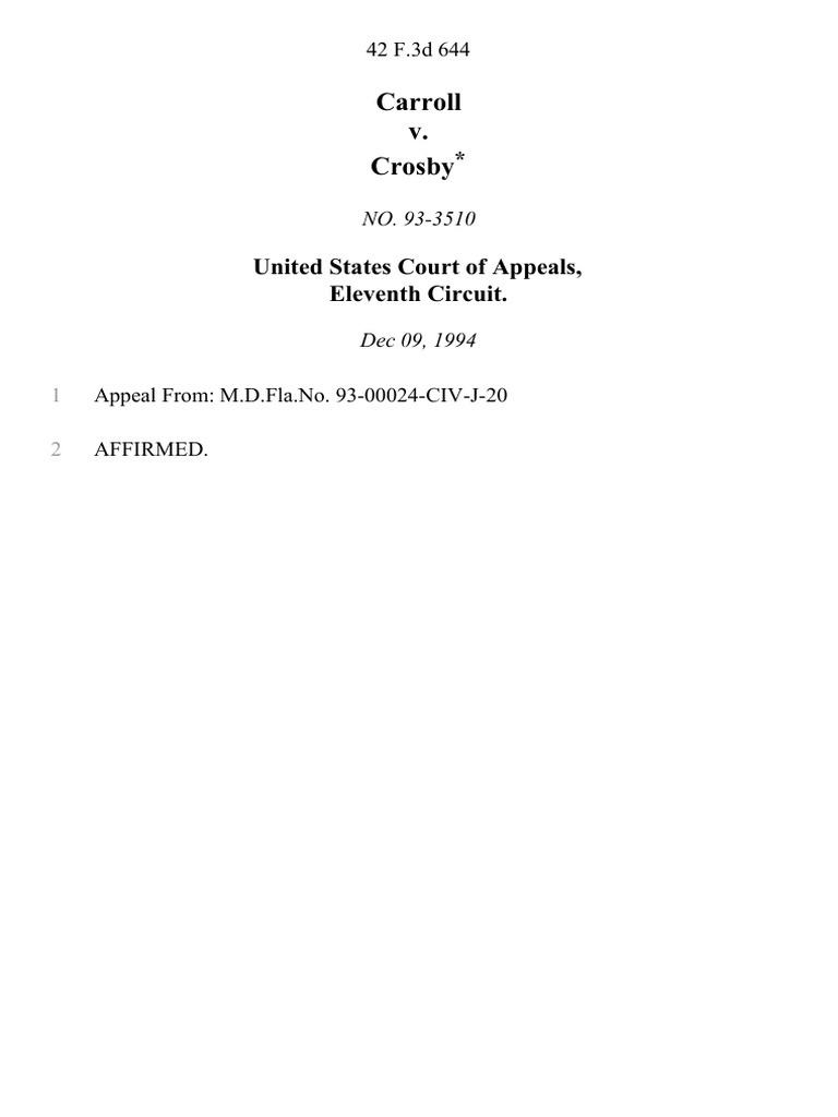 Carroll v. Crosby, 42 F.3d 644, 11th Cir. (1994) | PDF