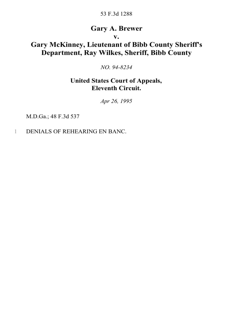 Gary A. Brewer v. Gary McKinney Lieutenant of Bibb County Sheriff's ...