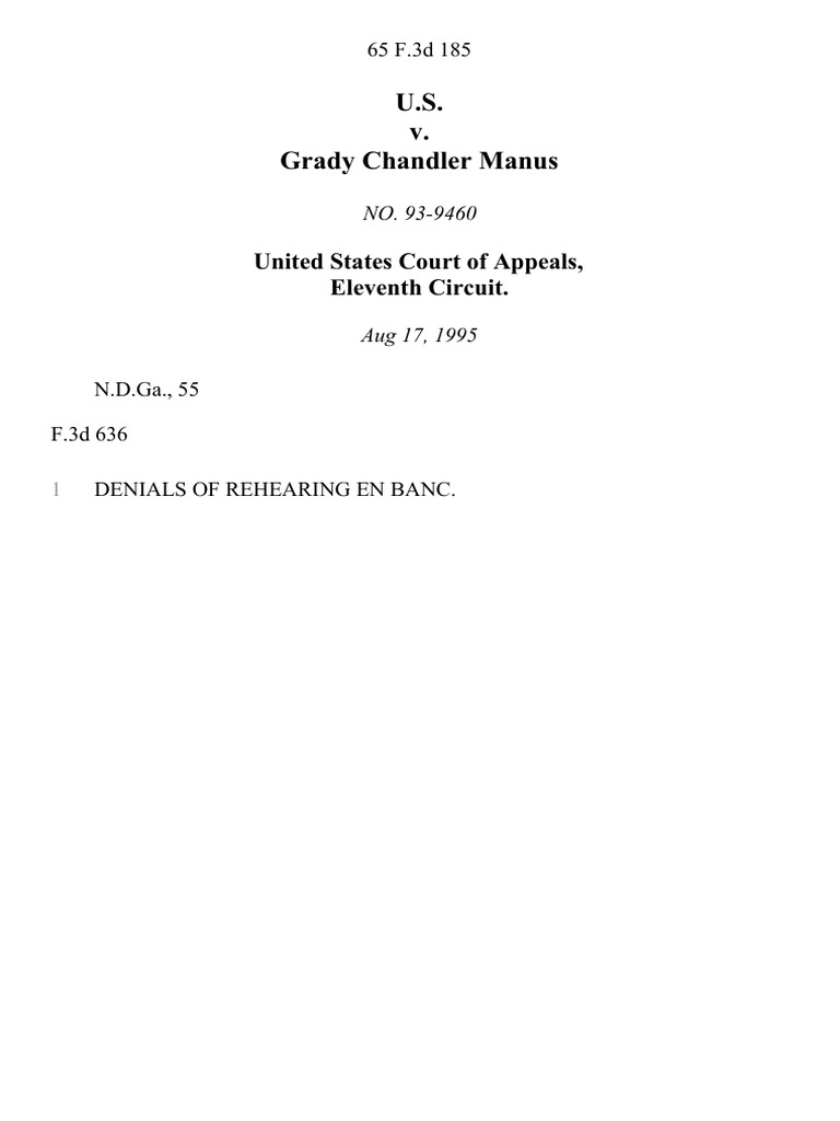 United States v. Grady Chandler Manus, 65 F.3d 185, 11th Cir. (1995 ...