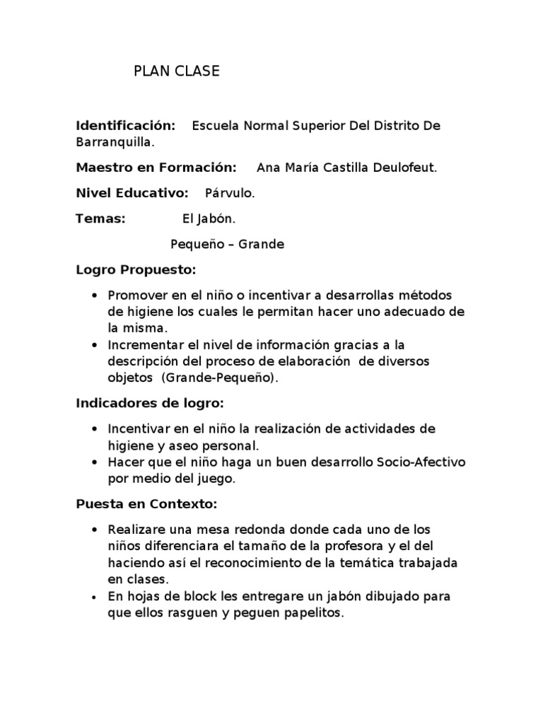 Plan Clase 1 | PDF