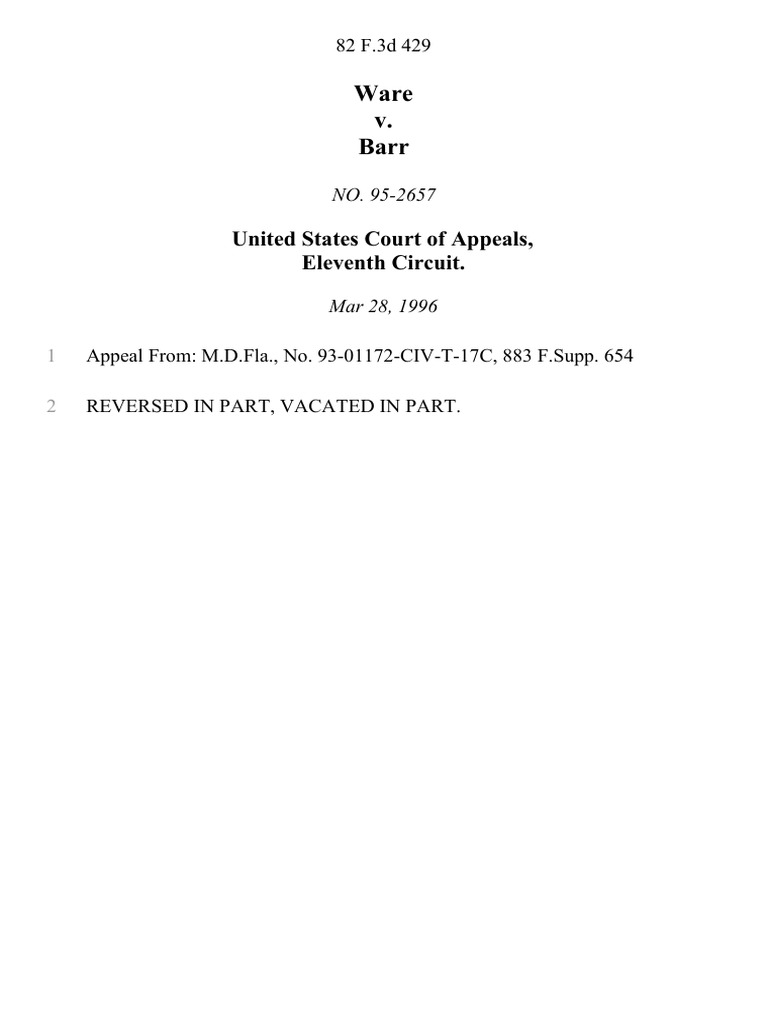Ware v. Barr, 82 F.3d 429, 11th Cir. (1996) | PDF